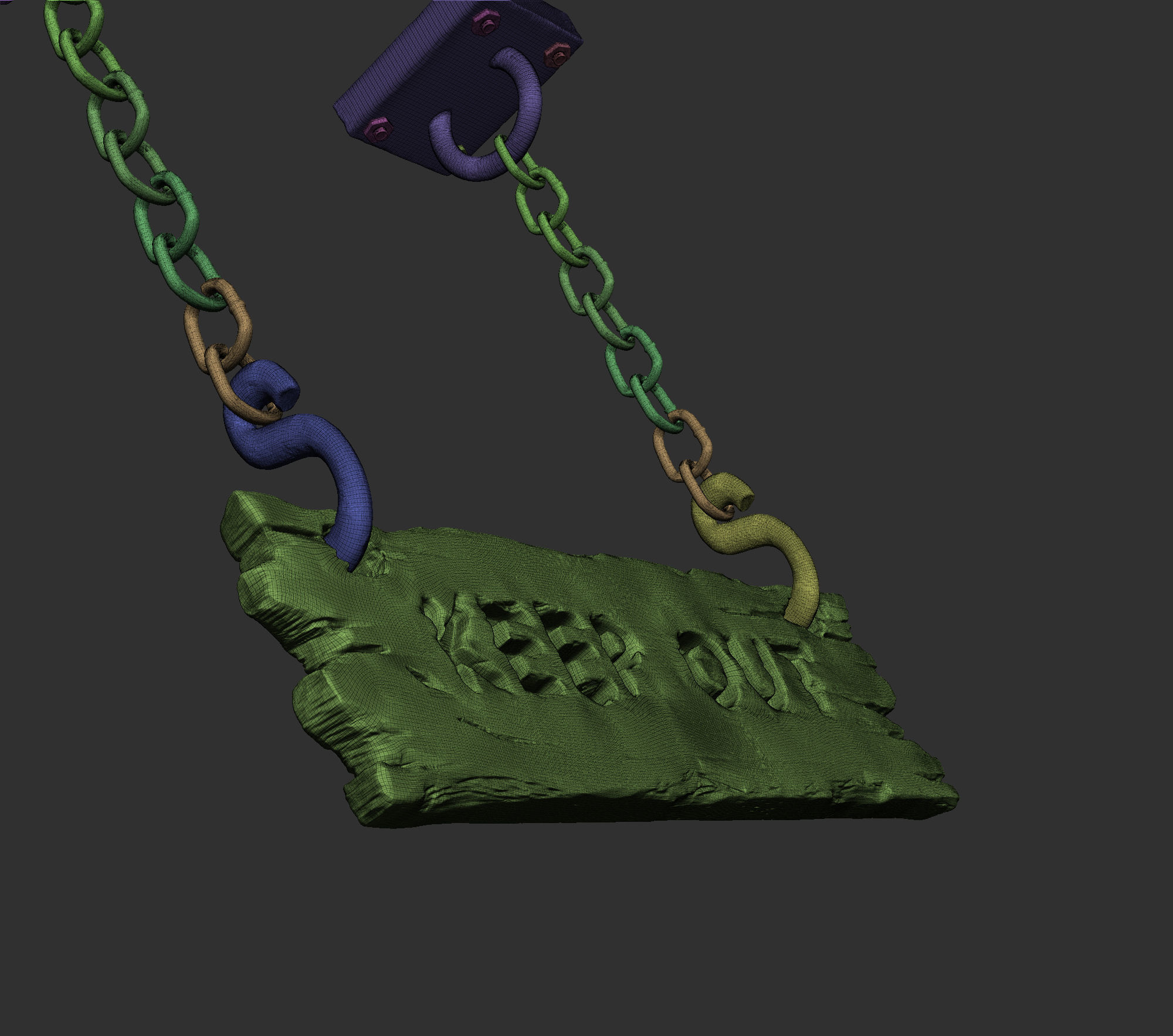 Keep Out Wooden Sign 3D model | CGTrader