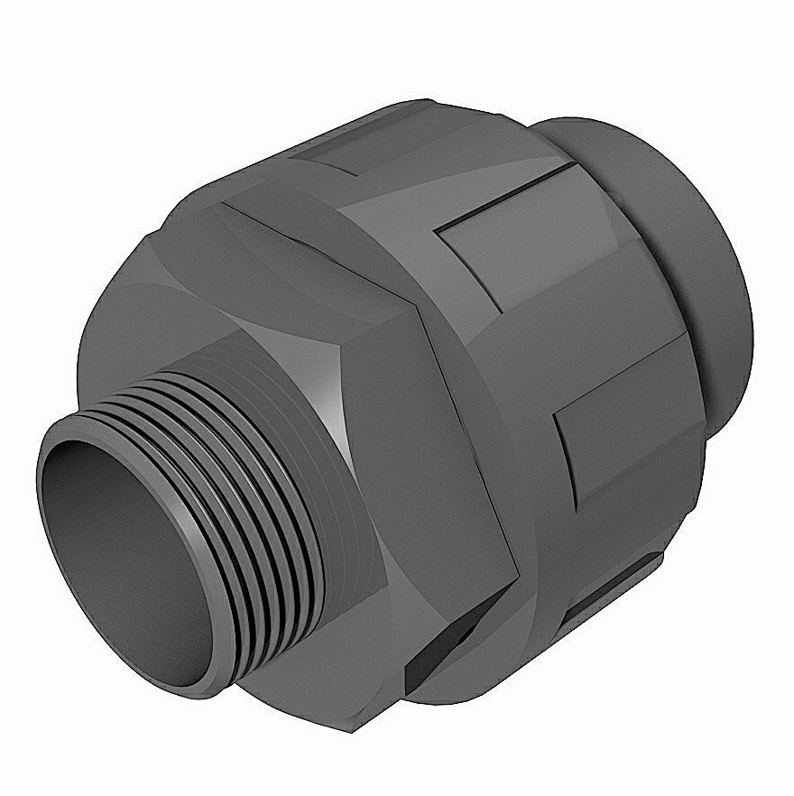 PVC Three Piece Unions - BSP Male x Socket End - free 3D model | CGTrader
