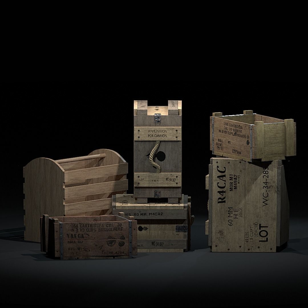 3D model ww2 Crate Pack VR / AR / low-poly | CGTrader
