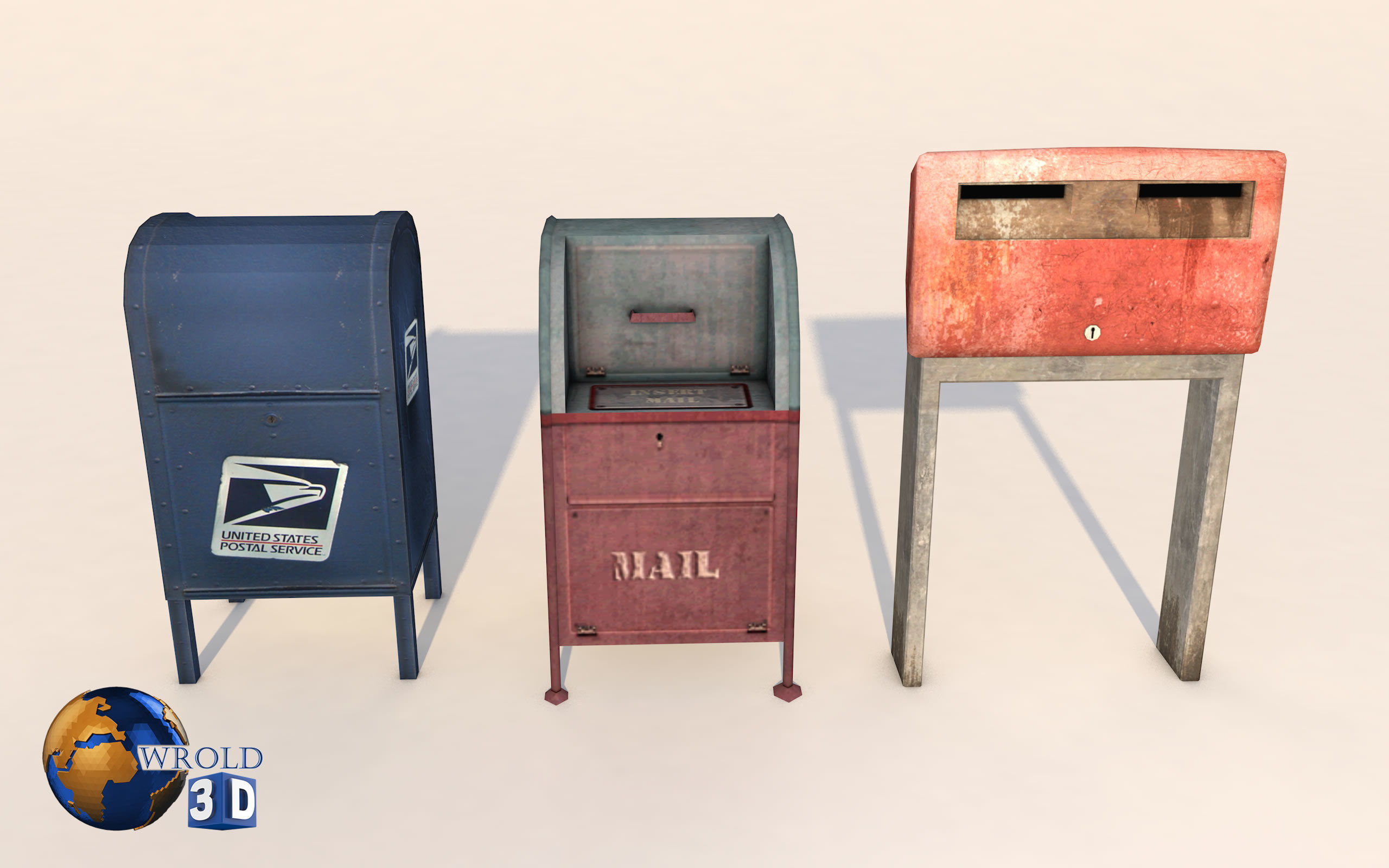 3D model Realistic Mailbox collection pack lowpoly 3d model VR / AR ...