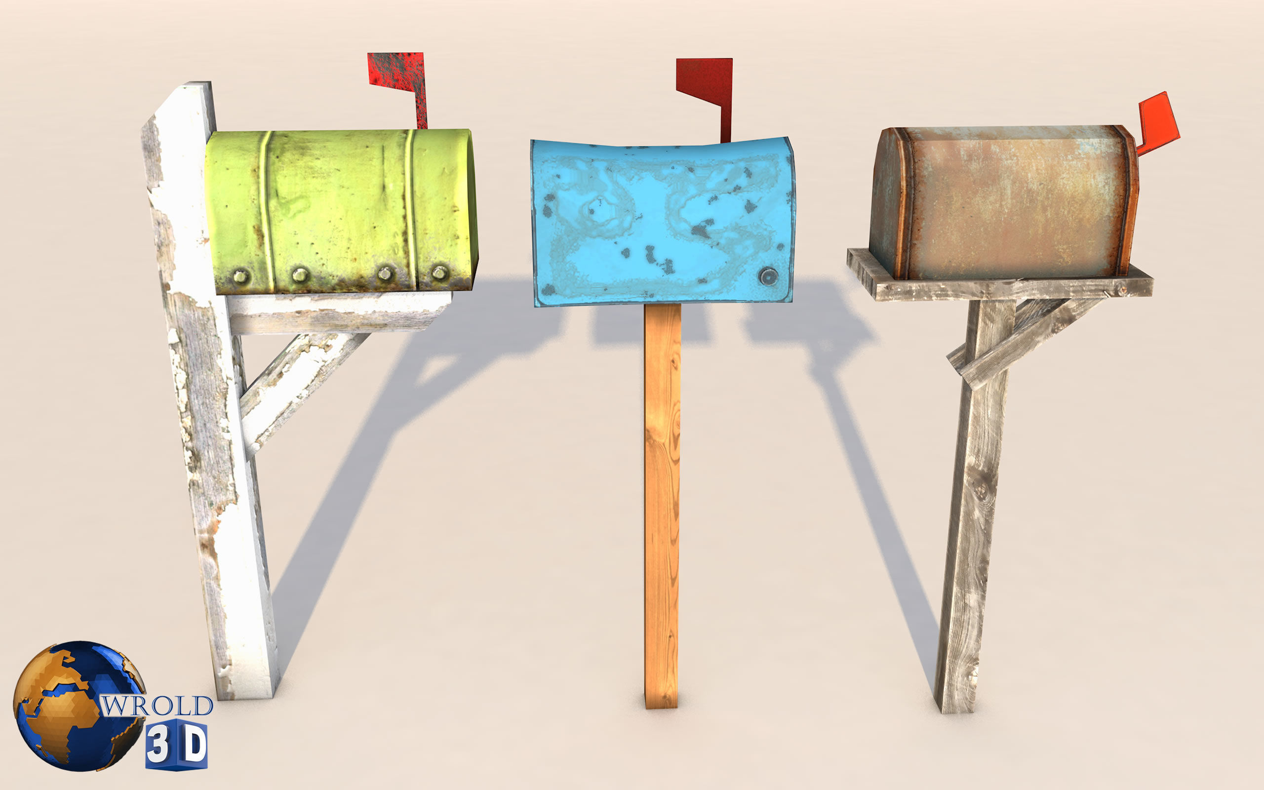 3D model Realistic Mailbox collection pack lowpoly 3d model VR / AR ...