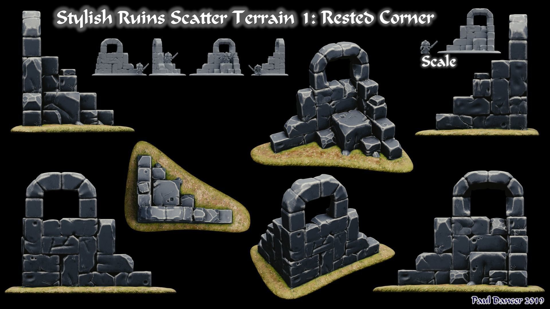 Stylized Ruins 3D Printable Models - Scatter Terrain Set 3D model 3D ...