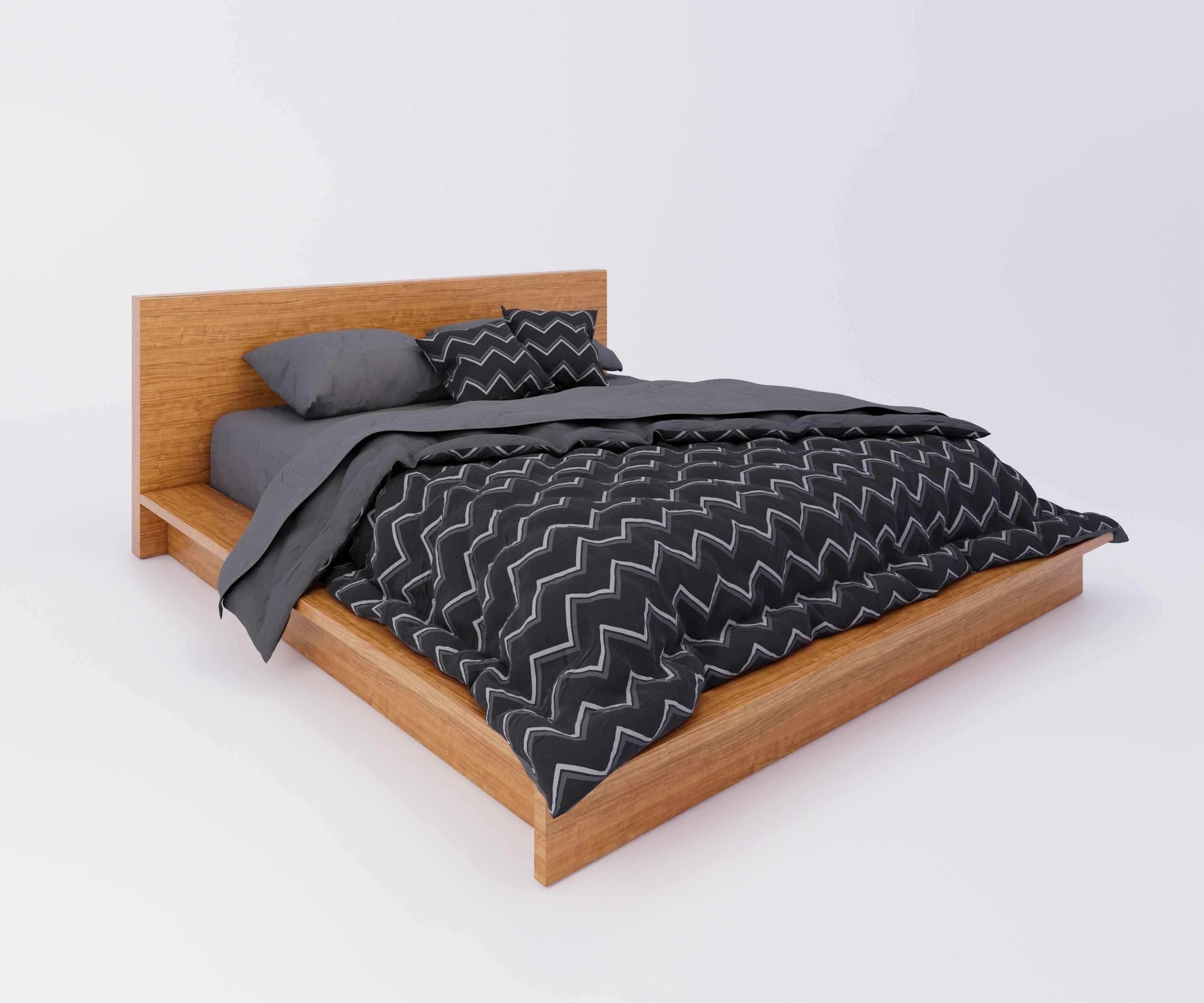 Revit wooden bed Family Three Sizes Full Queen and King 3D model 3D ...