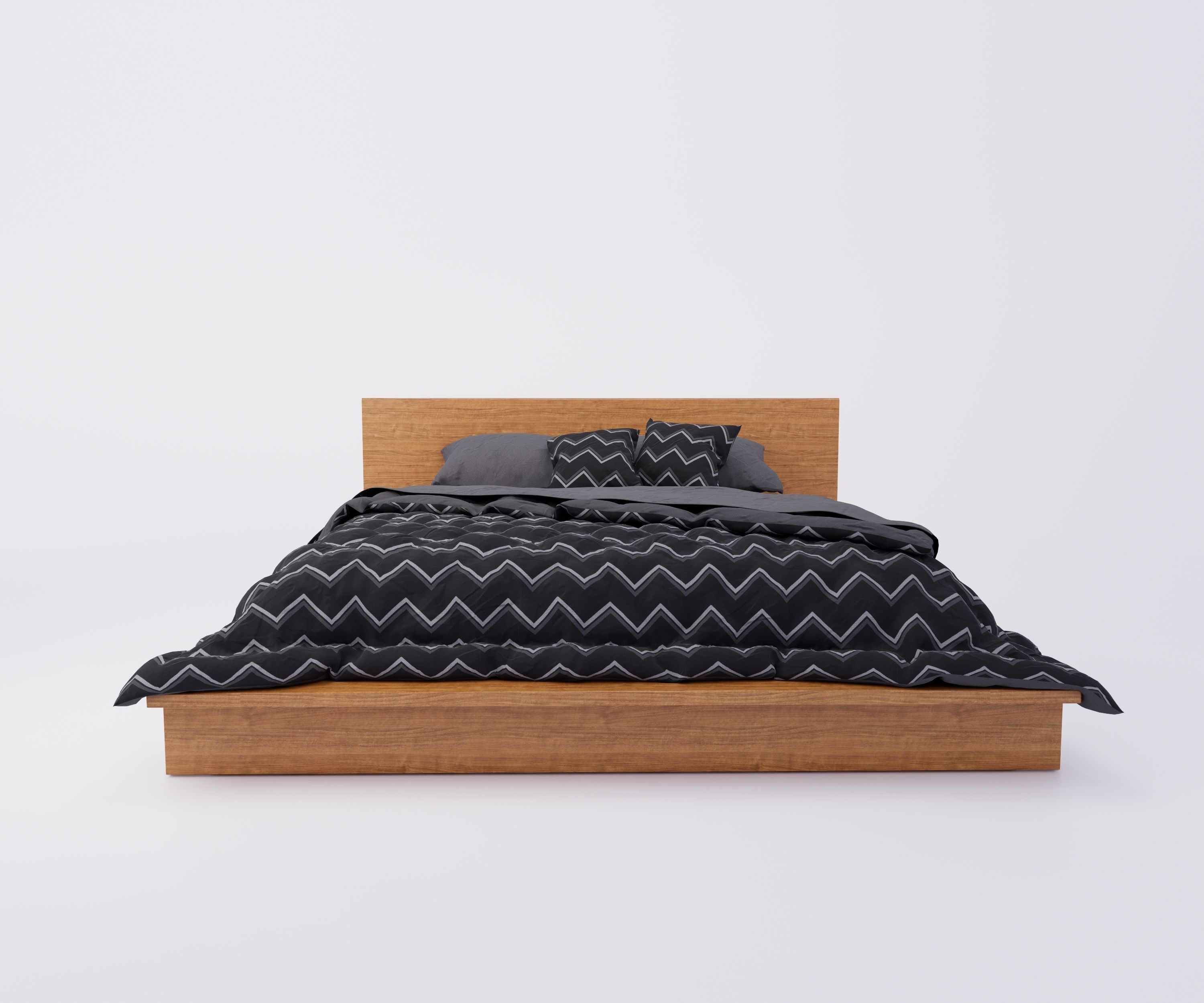 Revit wooden bed Family Three Sizes Full Queen and King 3D model 3D ...