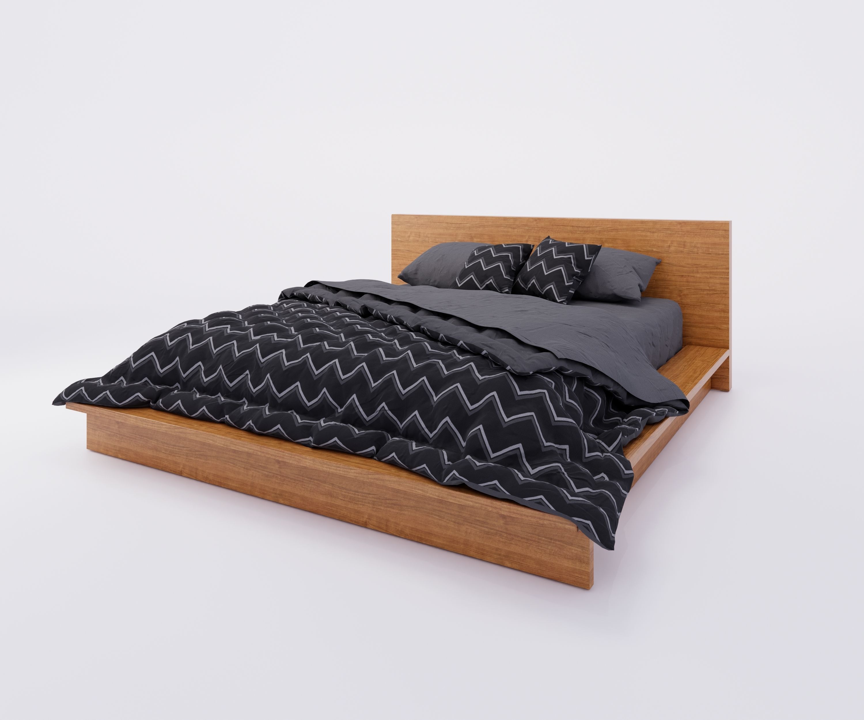 Revit wooden bed Family Three Sizes Full Queen and King 3D model 3D ...