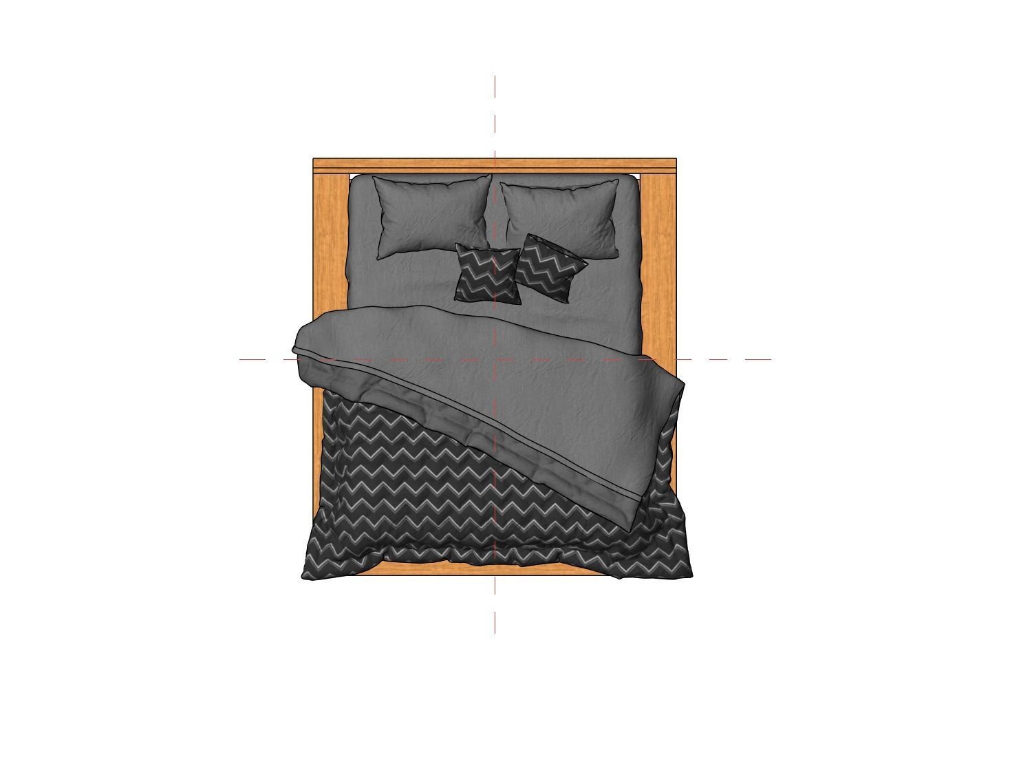 Revit wooden bed Family Three Sizes Full Queen and King 3D model 3D ...