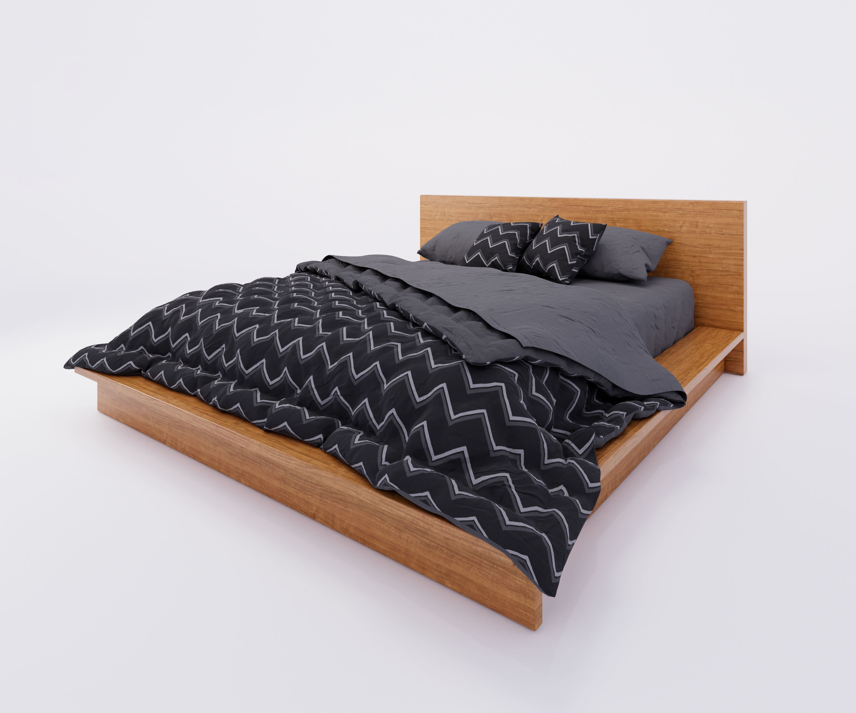 Revit wooden bed Family Three Sizes Full Queen and King 3D model 3D ...