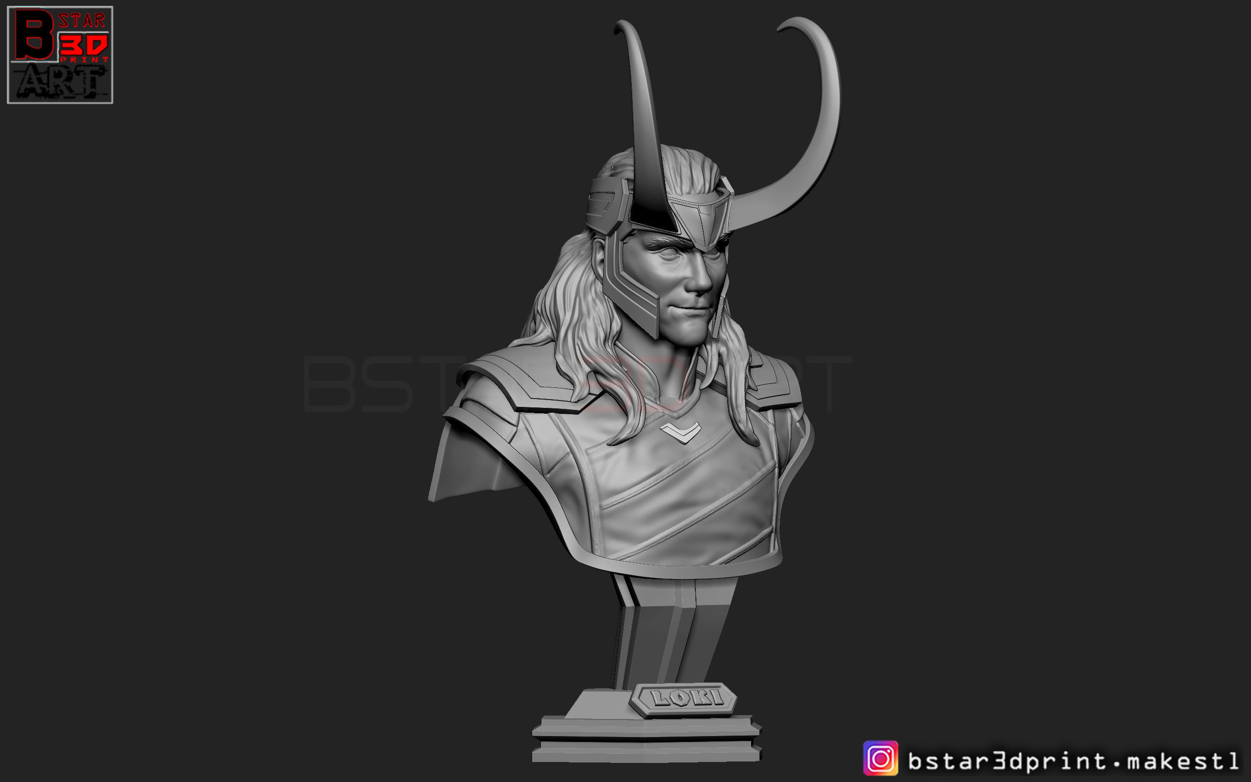 LOKI Bust With Helmet - Tom Hiddleston - - Marvel - Avenger 3D model 3D ...