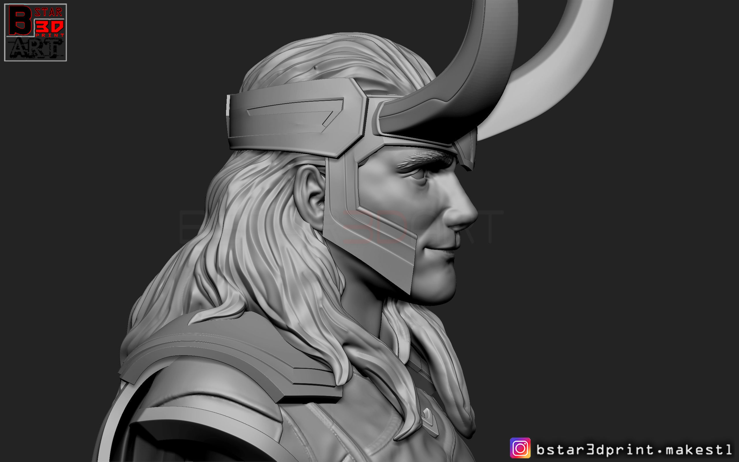 LOKI Bust With Helmet - Tom Hiddleston - - Marvel - Avenger 3D model 3D ...