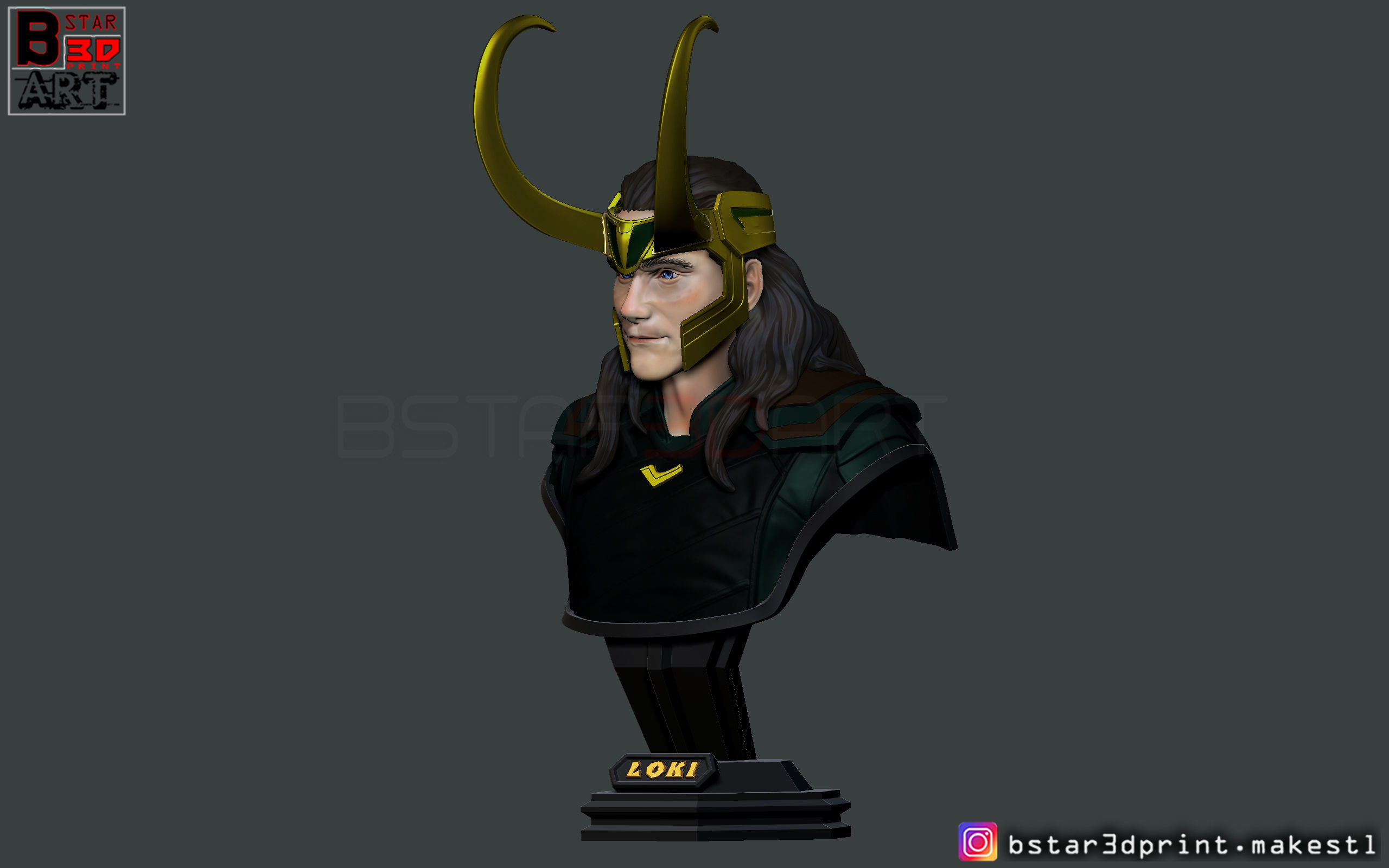 LOKI Bust With Helmet - Tom Hiddleston - - Marvel - Avenger 3D model 3D ...