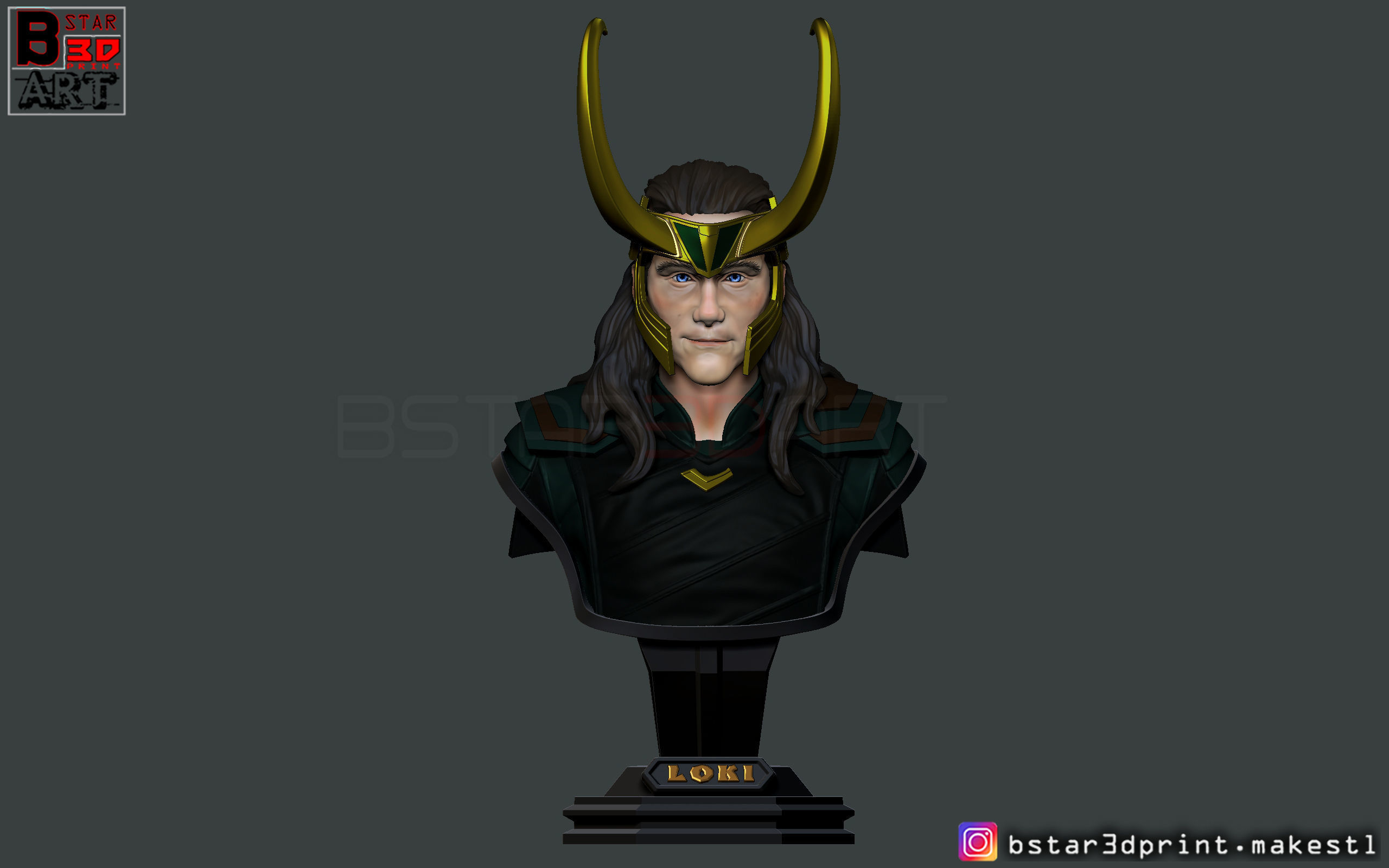 LOKI Bust With Helmet - Tom Hiddleston - - Marvel - Avenger 3D model 3D ...