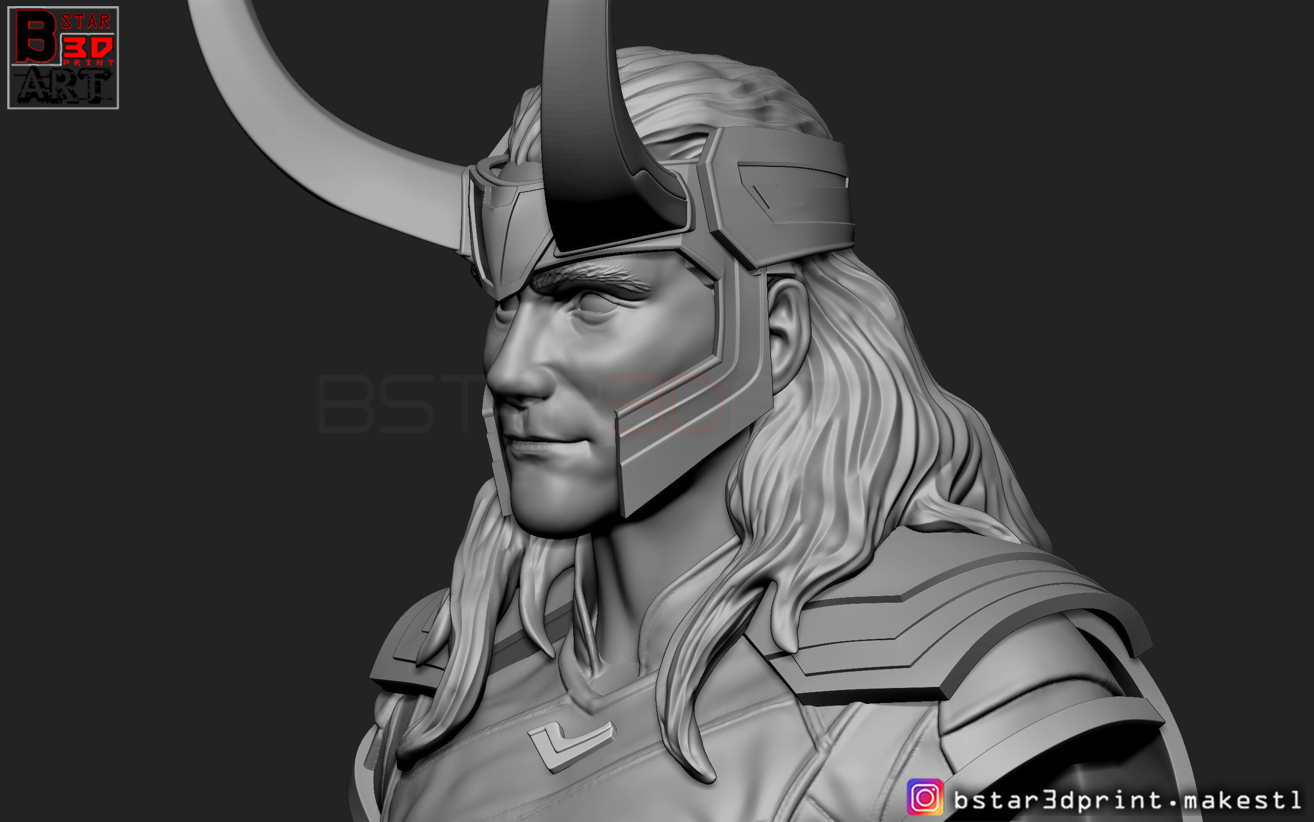 LOKI Bust With Helmet - Tom Hiddleston - - Marvel - Avenger 3D model 3D ...