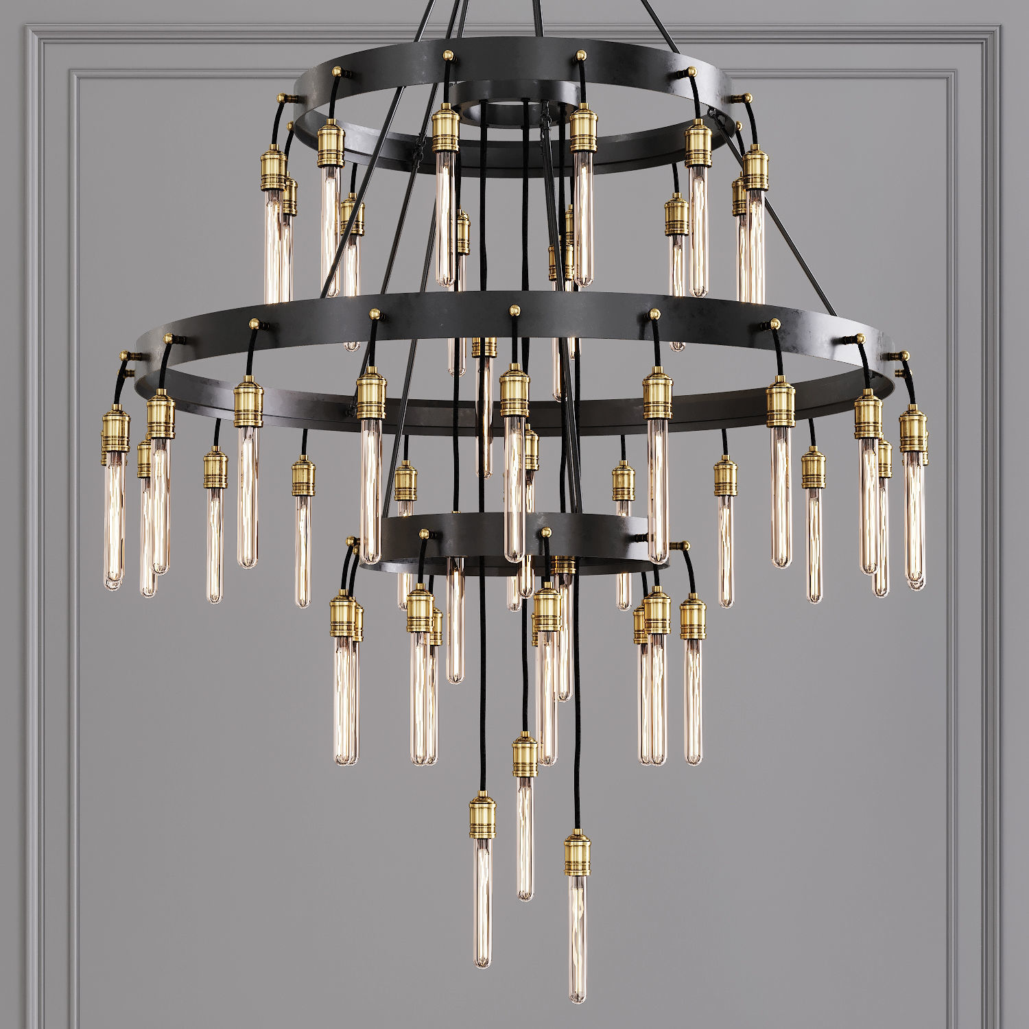 Restoration Hardware AXIS 3-TIER CHANDELIER 48 Black 3D model | CGTrader