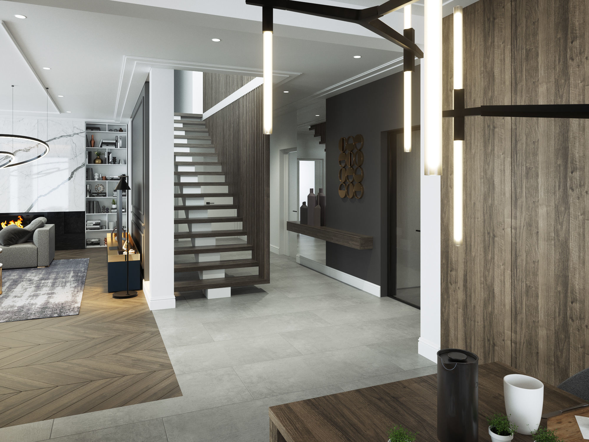 Living Room and Kitchen Scene for Cinema 4D and Octane Render 3D model ...