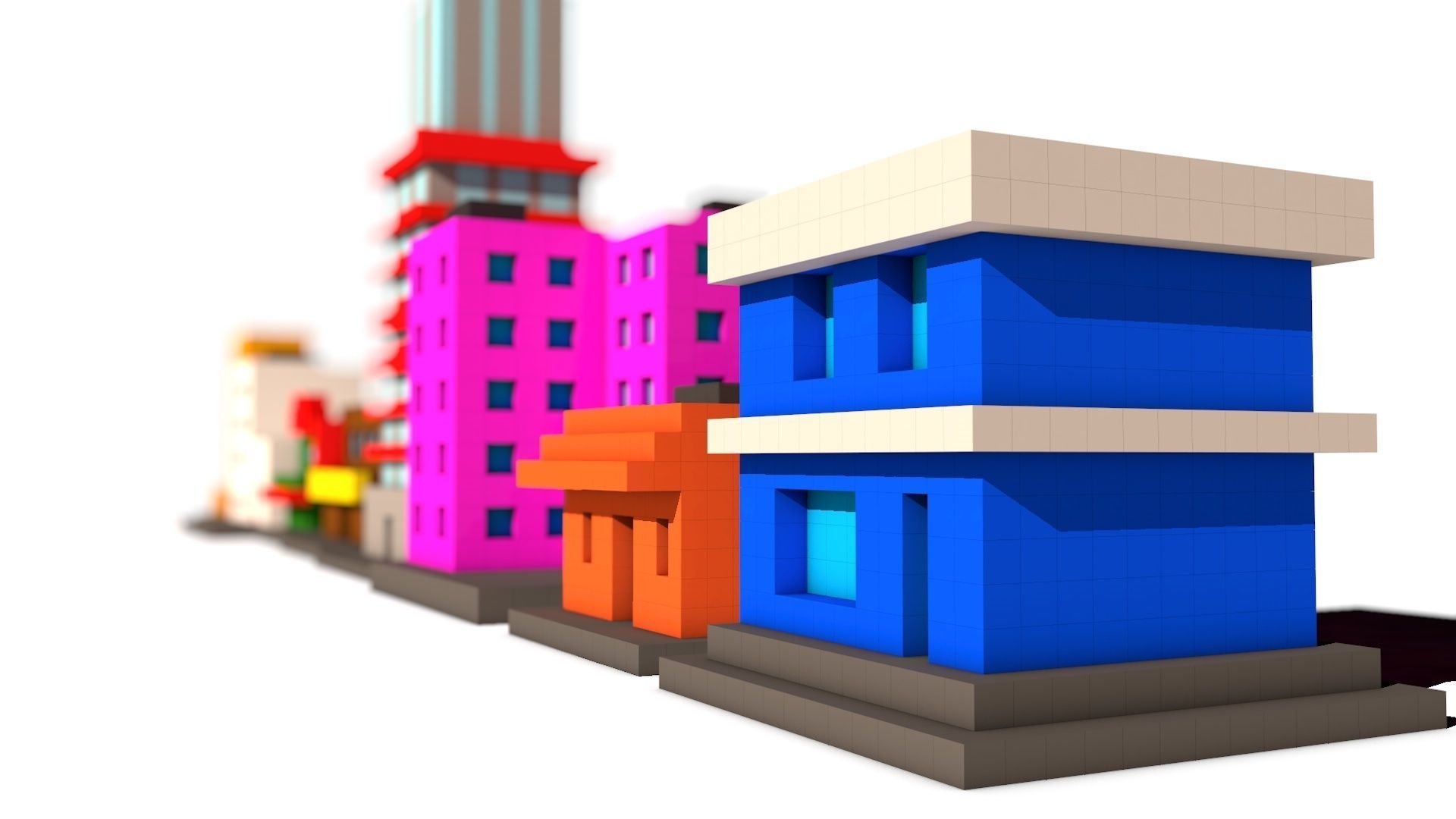 Voxel Buildings 3D model | CGTrader