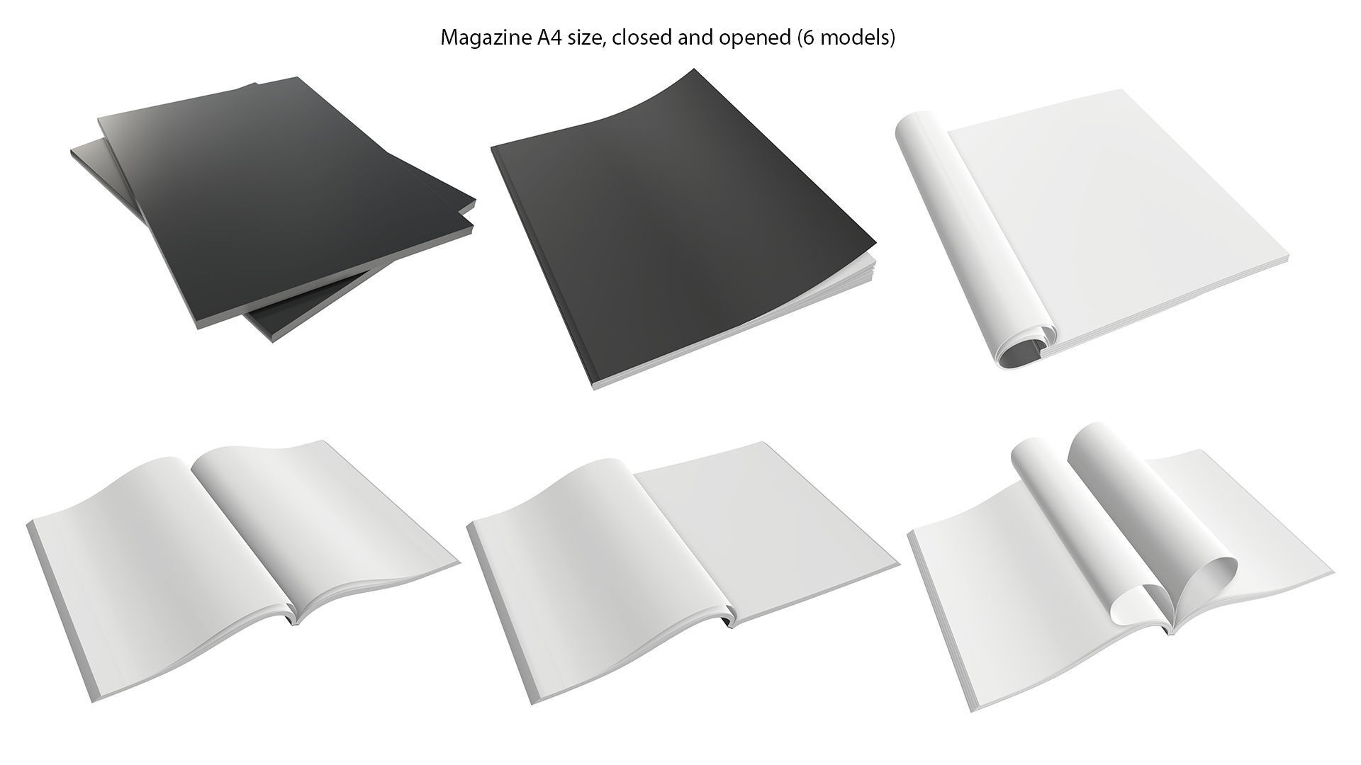 album notebook magazine book hardcover blank pack 3D Model Collection ...