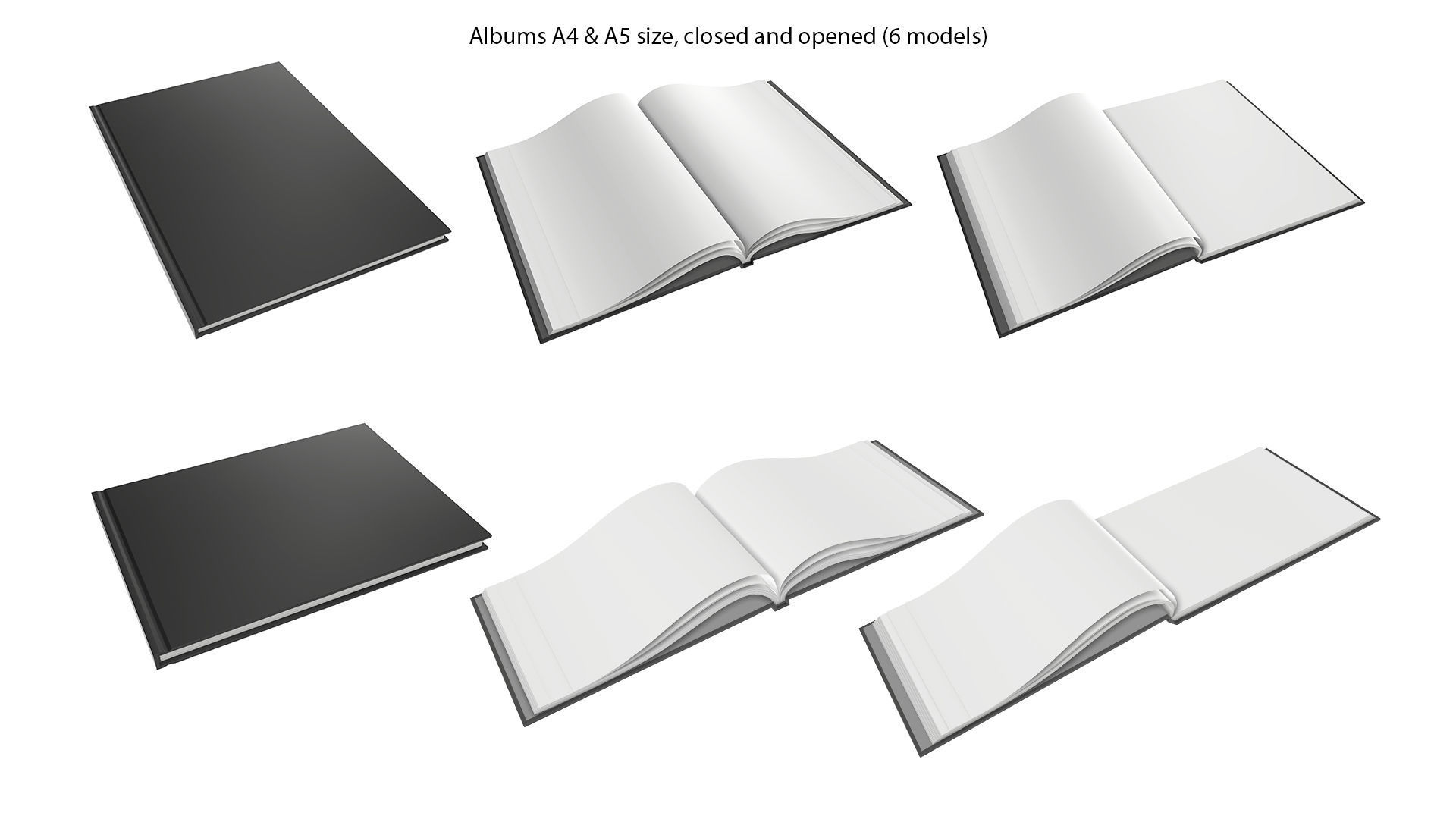 album notebook magazine book hardcover blank pack 3D Model Collection ...