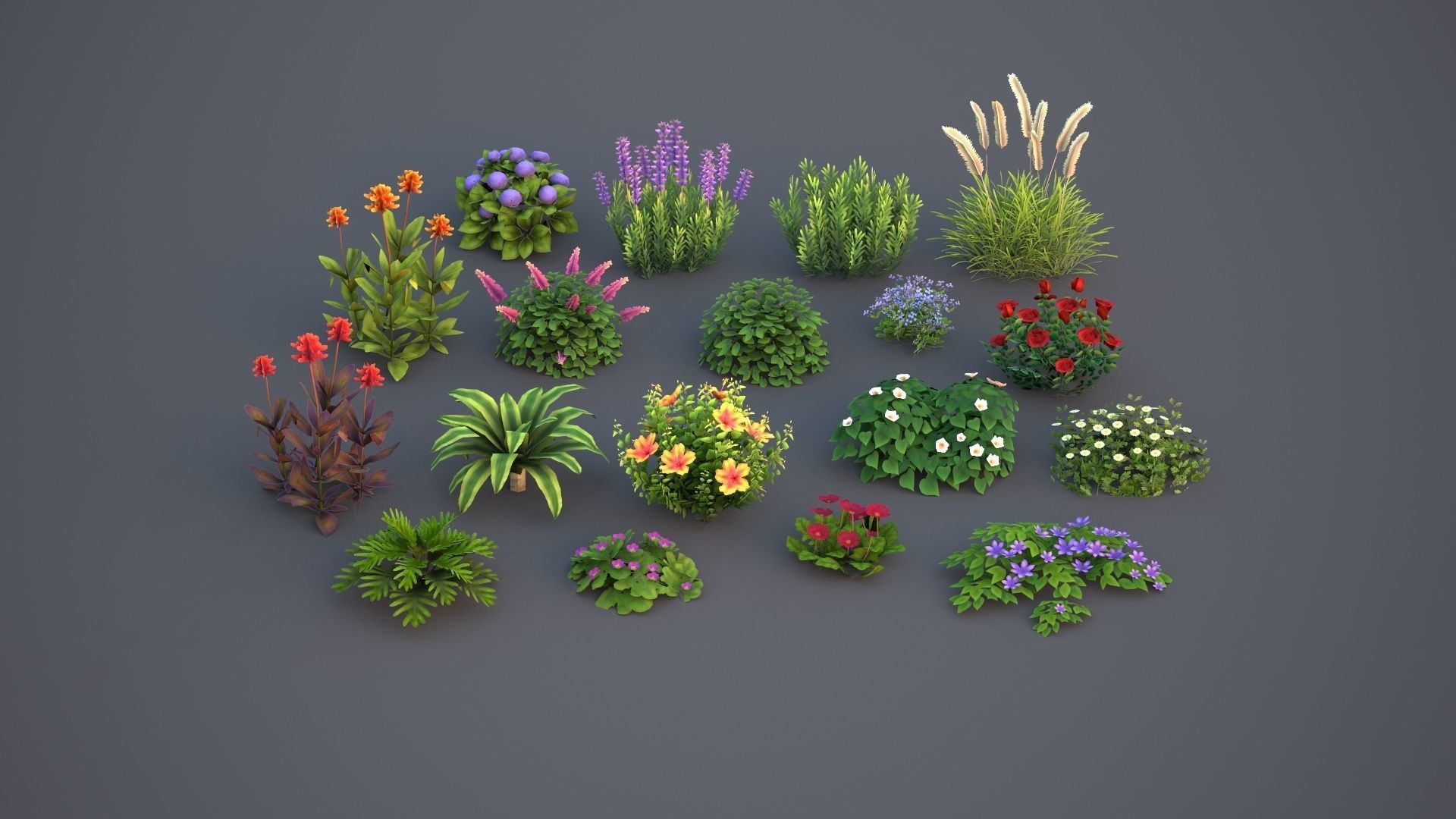 Flower Low Poly Collection plants and flowers VR / AR / low-poly | CGTrader