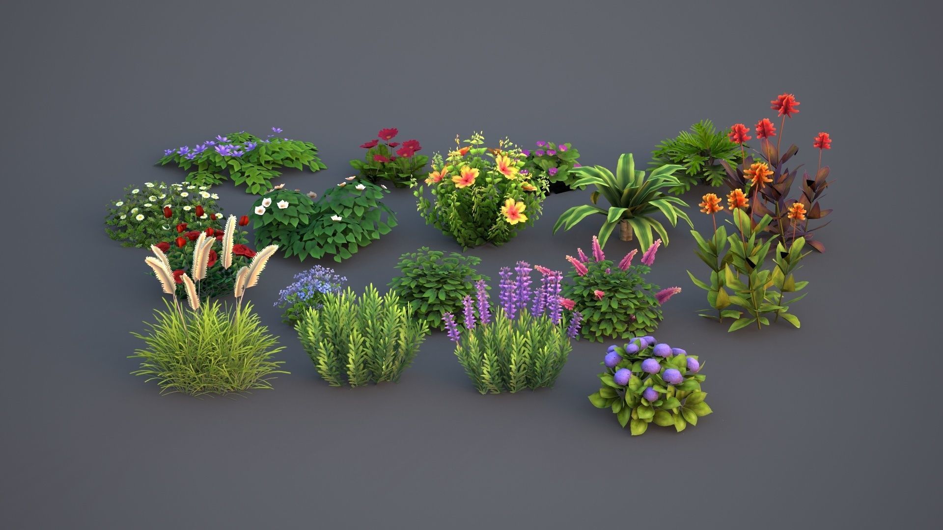 Flower Low Poly Collection plants and flowers VR / AR / low-poly | CGTrader