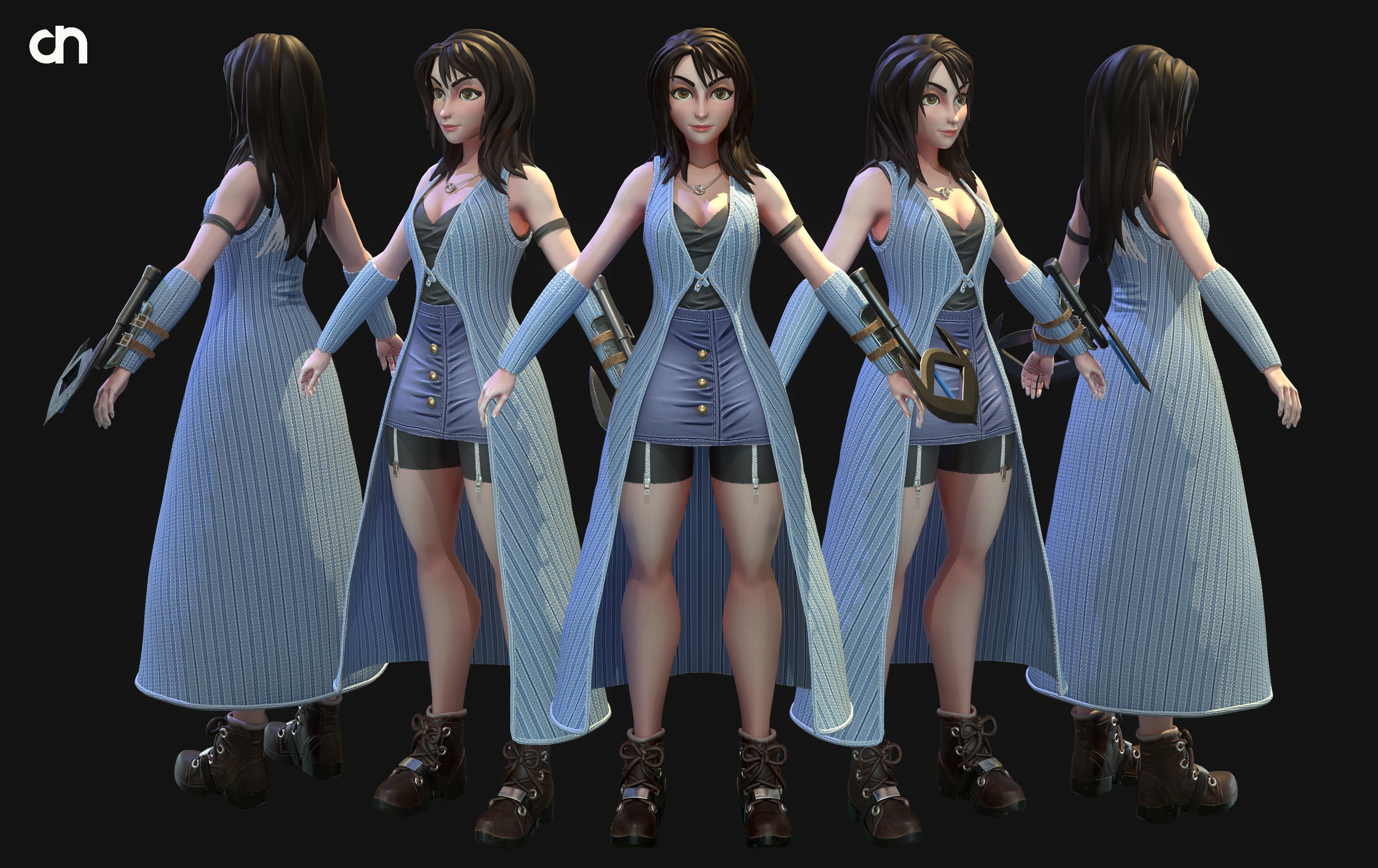 Rinoa PBR Textured character 3D model | CGTrader