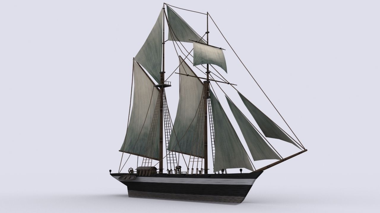 3D model Schooner sailing ship VR / AR / low-poly | CGTrader