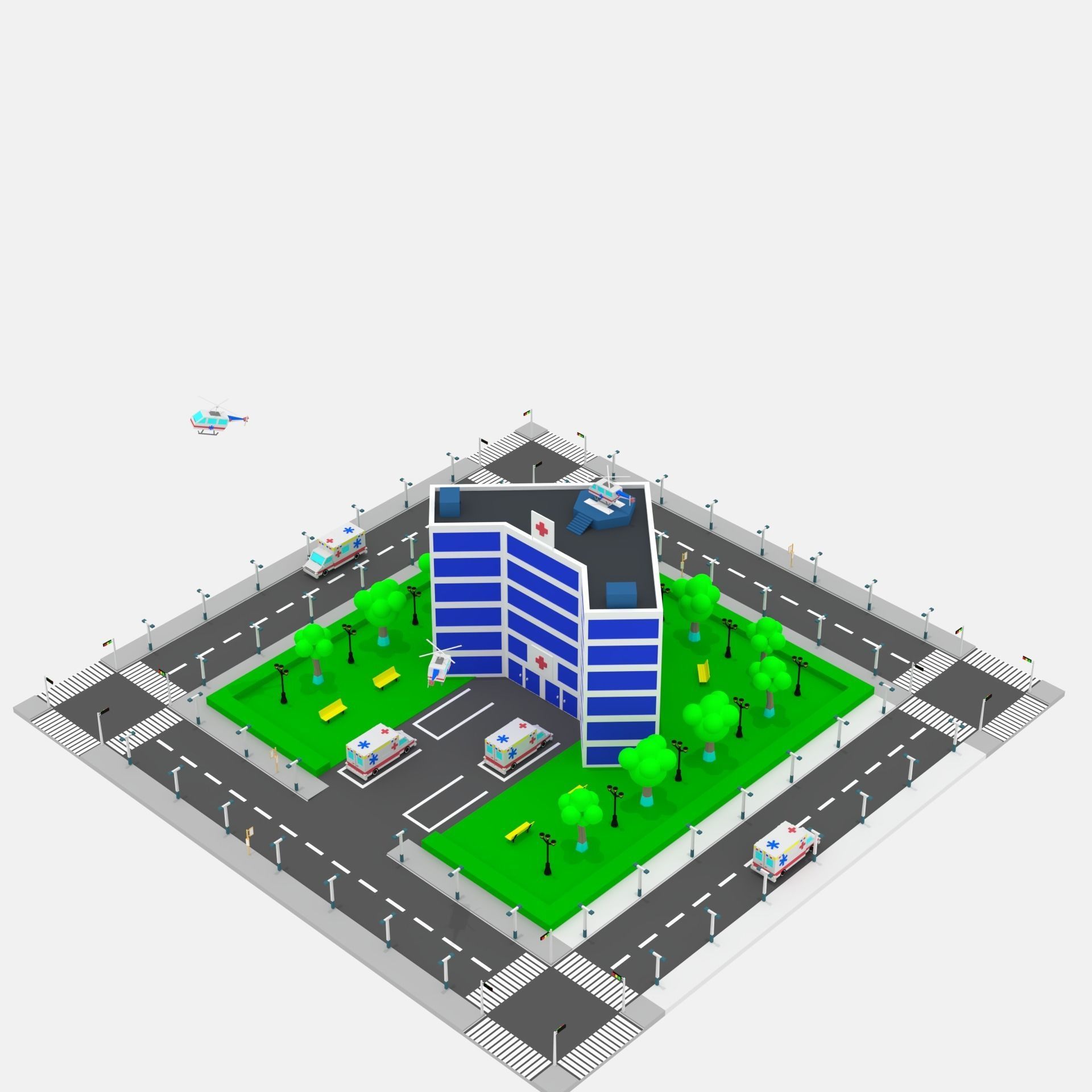 3D model Simple Cartoon Hospital Package VR / AR / low-poly | CGTrader