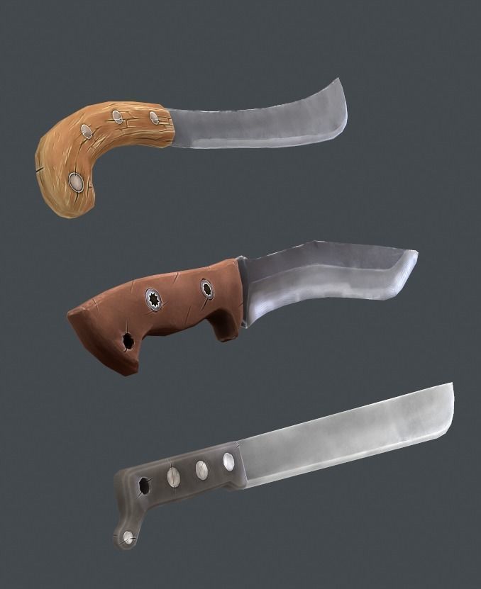 3D model Stylized machete pack VR / AR / low-poly | CGTrader