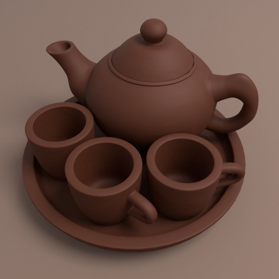 Traditional Tea Pot Set originally made of clay 3D model | CGTrader