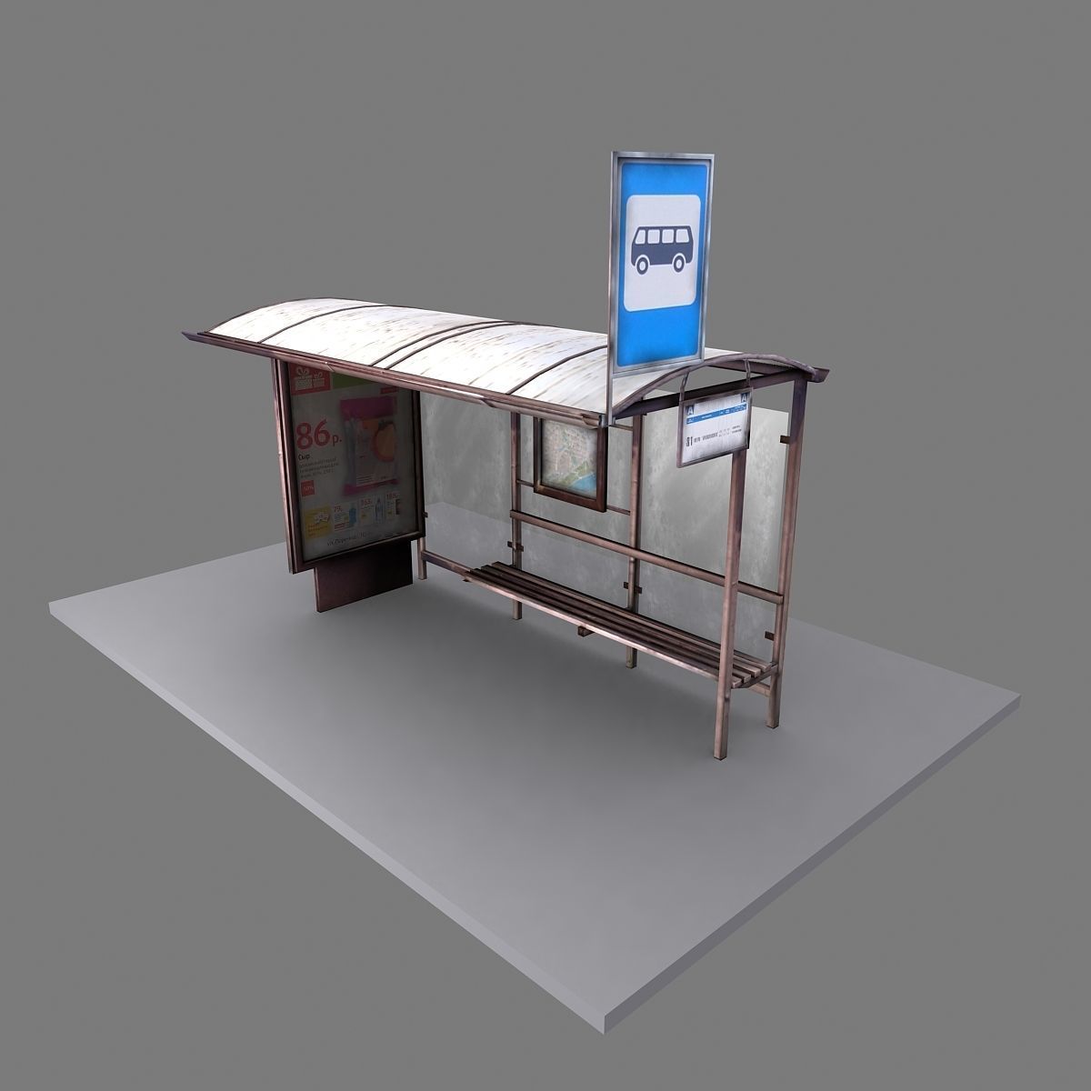 3D model Bus stop VR / AR / low-poly | CGTrader