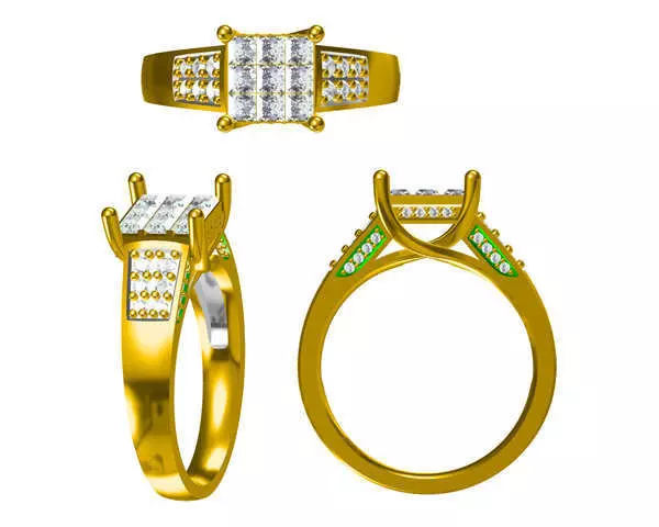 JCD Format Classic square engagement rings design course 3D model 3D ...