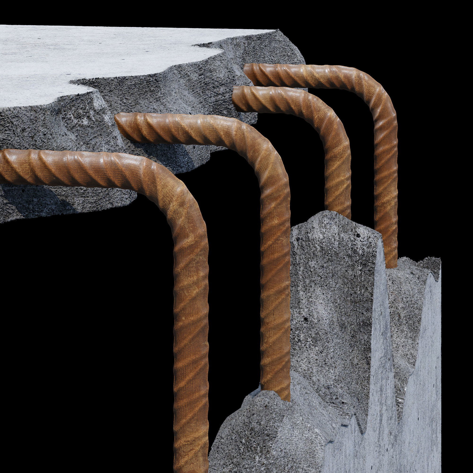 Shinn coffee table made of concrete and metal 3D model | CGTrader