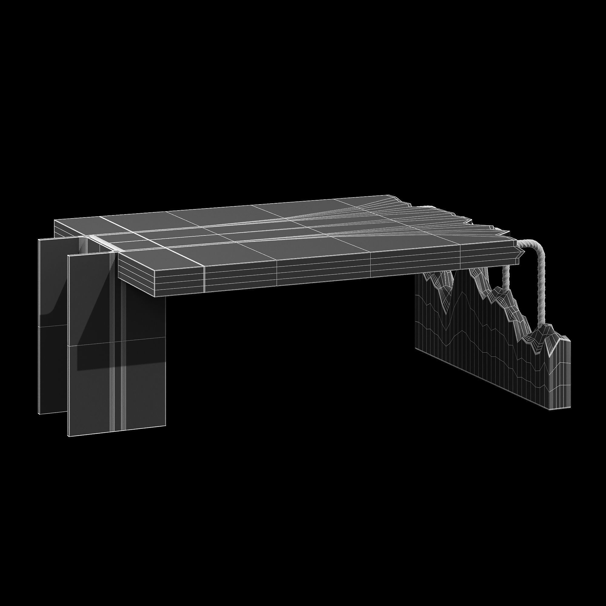 Shinn coffee table made of concrete and metal 3D model | CGTrader