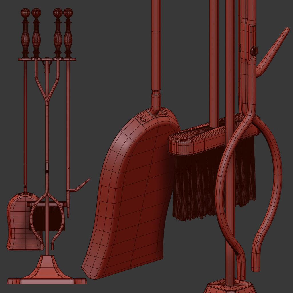 Hearth Tool Set 3D model | CGTrader