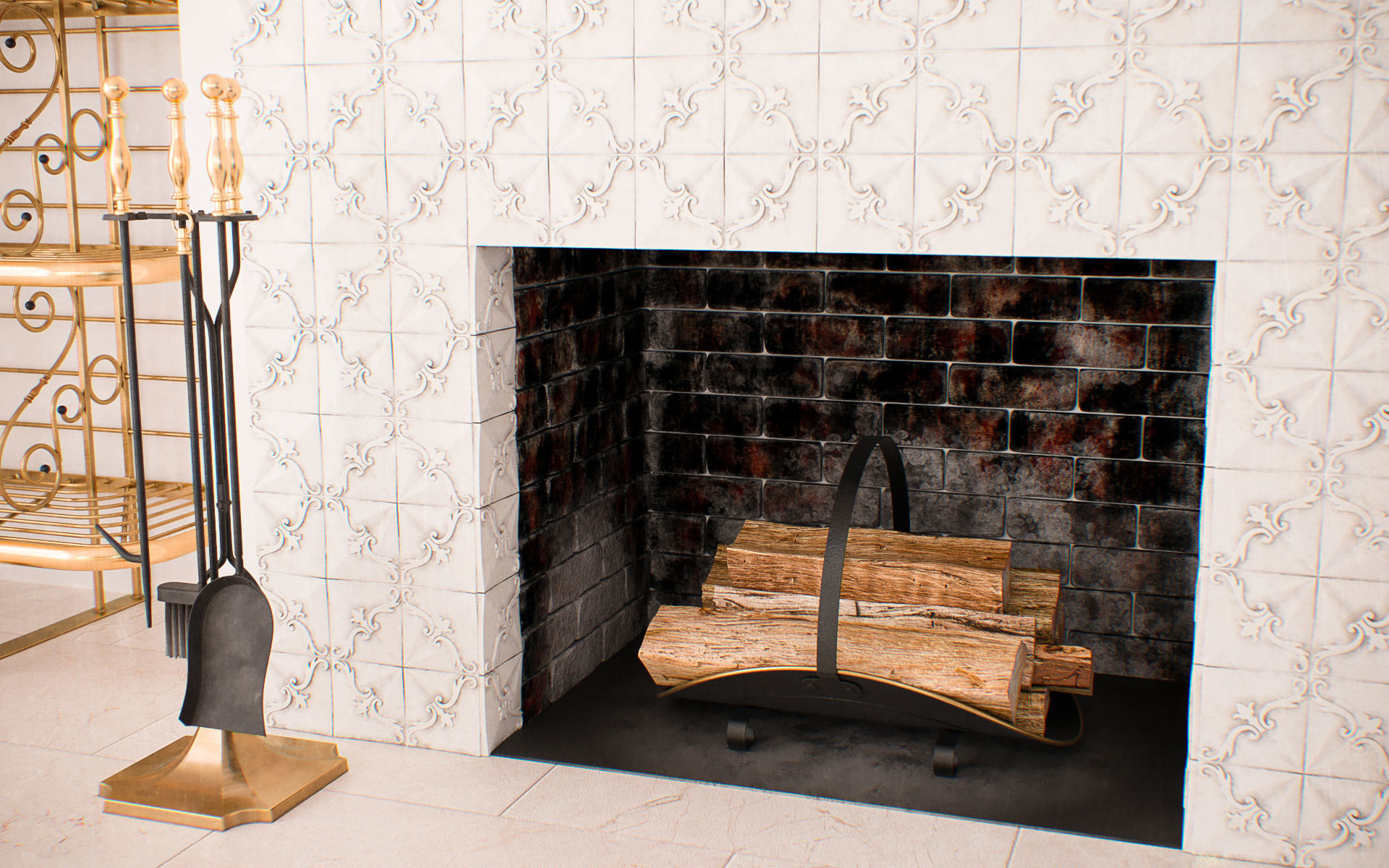 Hearth Tool Set 3D model | CGTrader