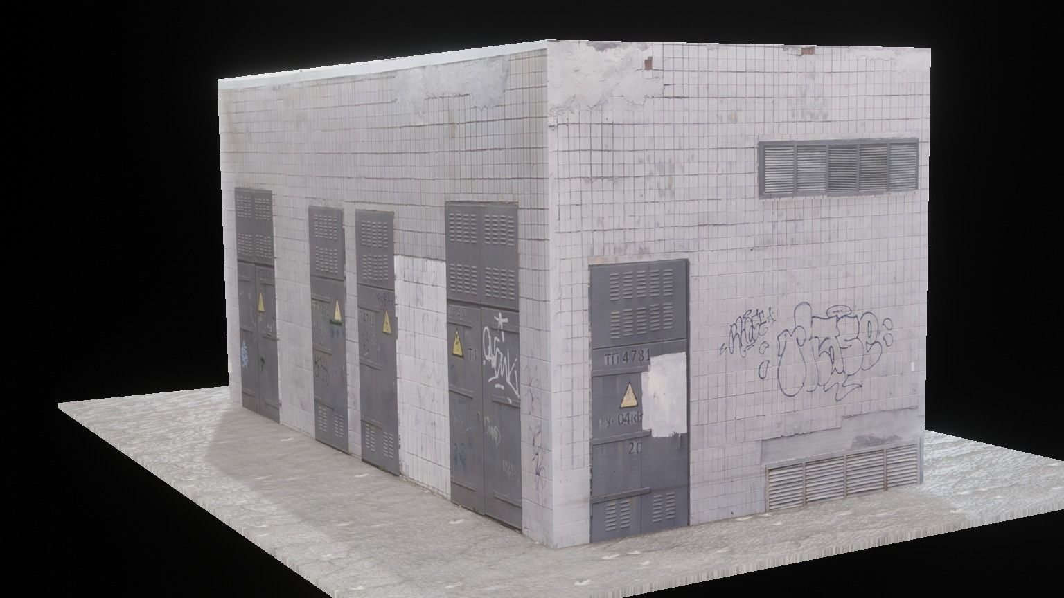 Bilding 1 building with doors and windows 3D model | CGTrader