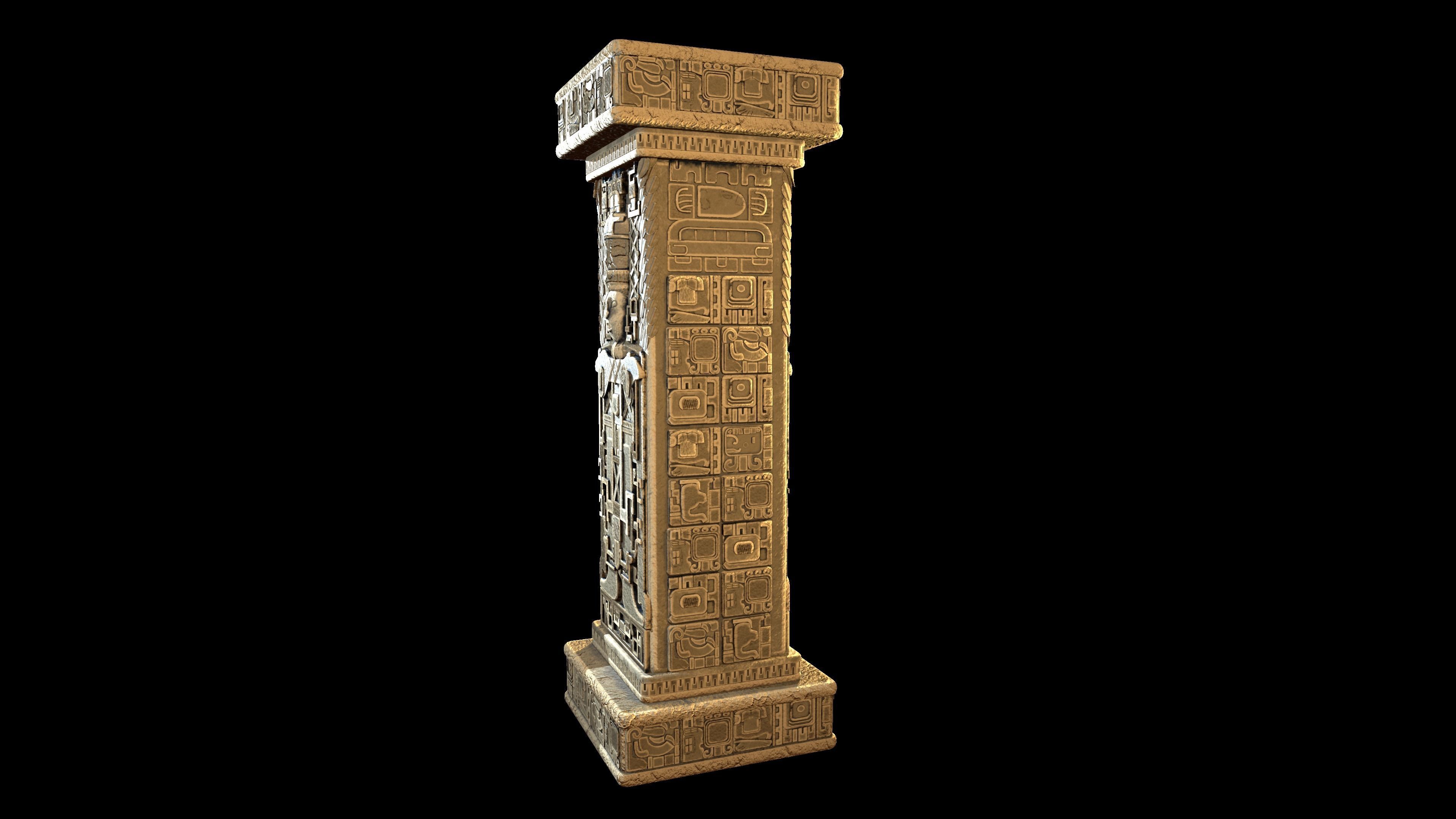 Mayan Pillar 3D model | CGTrader