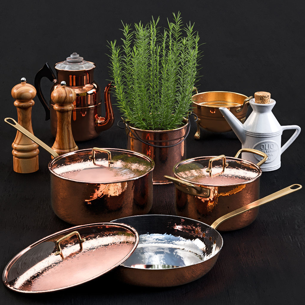 Copper Tableware 3D model | CGTrader