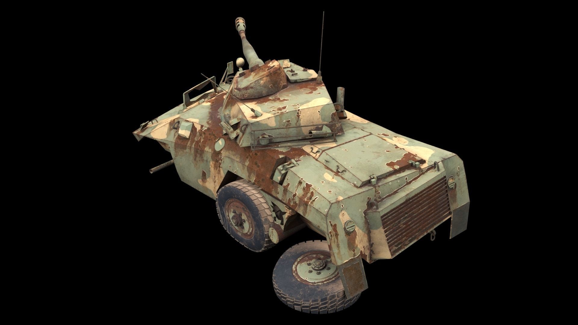 damaged EE-9 Cascavel tank free VR / AR / low-poly 3D model | CGTrader