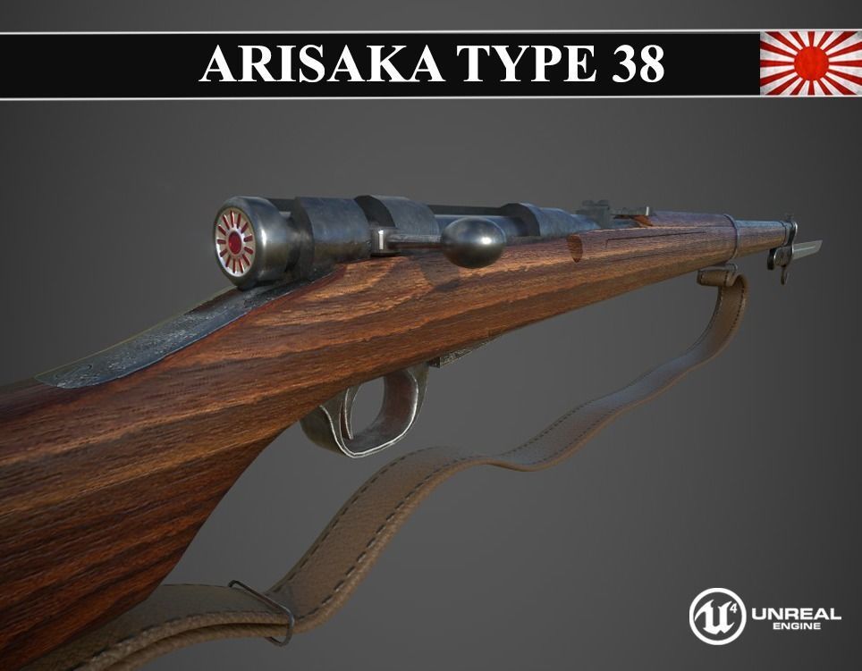 3D model Arisaka Type 38 Japanese WW2 Rifle PBR VR / AR / low-poly ...