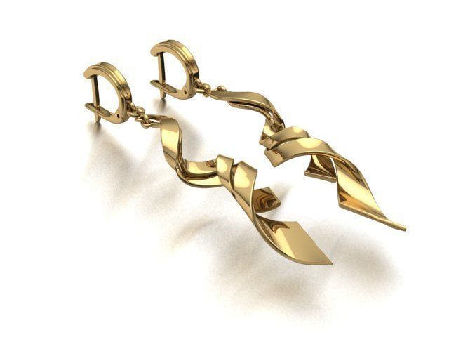 print model earring pair of gold - plated earrings 3D model 3D ...