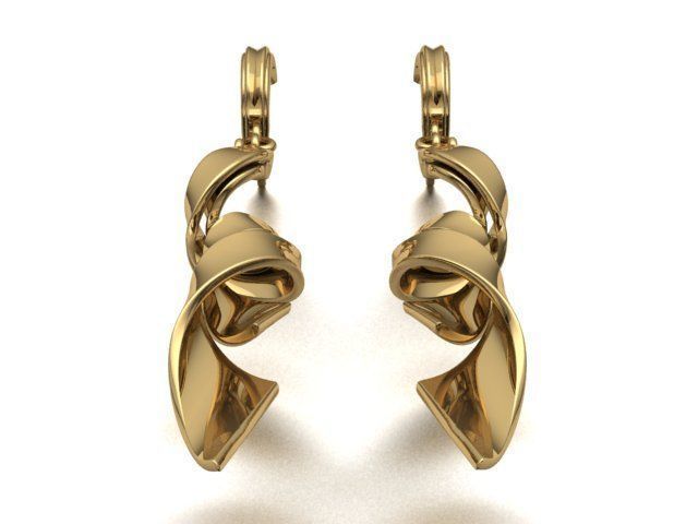print model earring pair of gold - plated earrings 3D model 3D ...