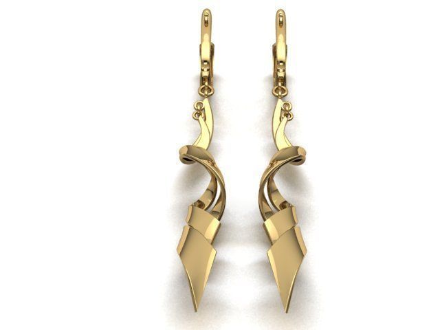 print model earring pair of gold - plated earrings 3D model 3D ...
