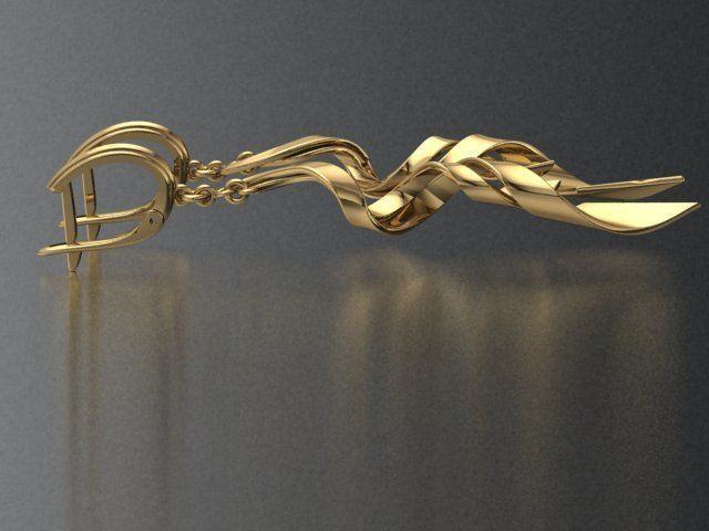 print model earring pair of gold - plated earrings 3D model 3D ...