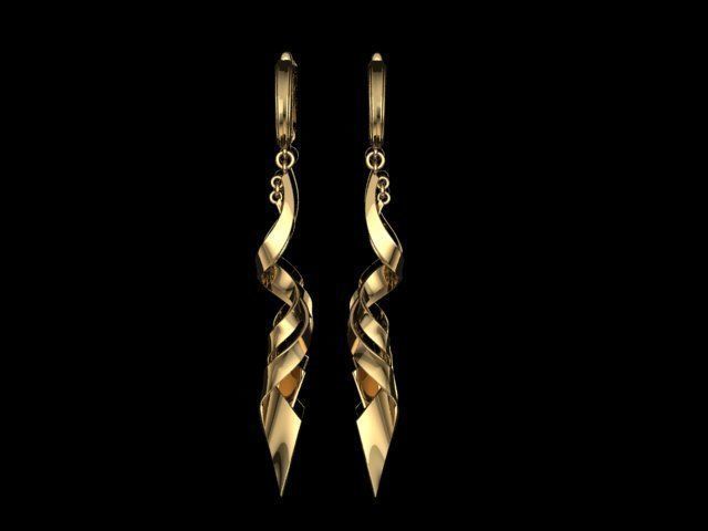print model earring pair of gold - plated earrings 3D model 3D ...