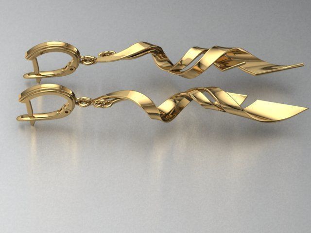 print model earring pair of gold - plated earrings 3D model 3D ...