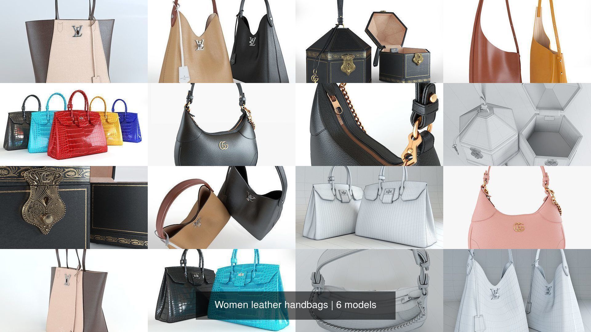 Women leather handbags 3D Model Collection | CGTrader