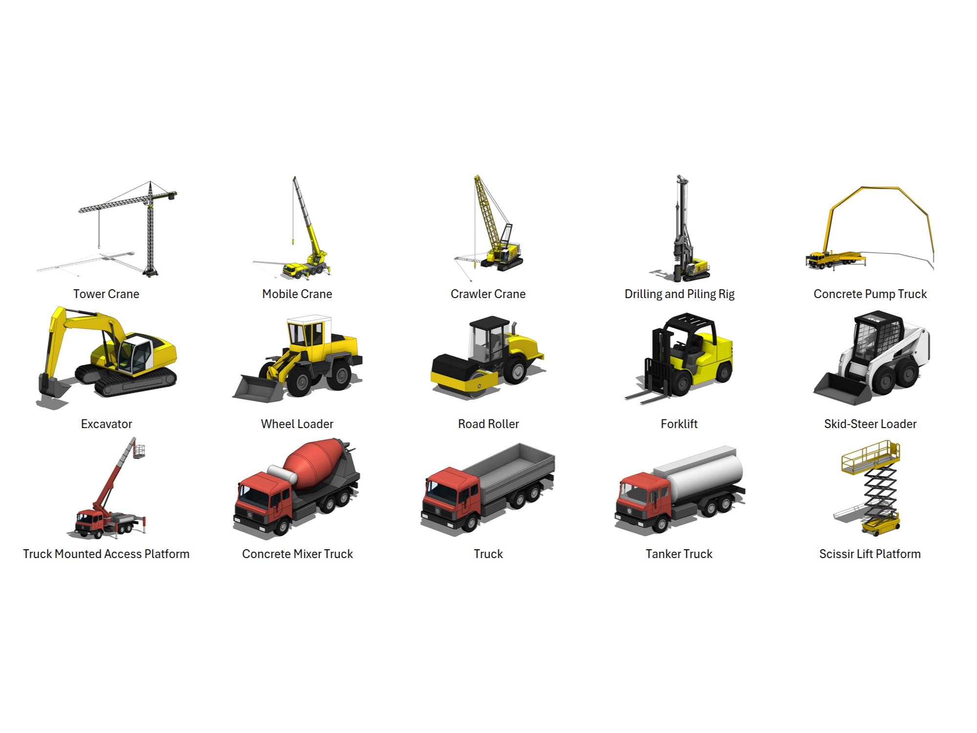 Construction Heavy Equipment Pack - Revit Family Collection 3D model ...