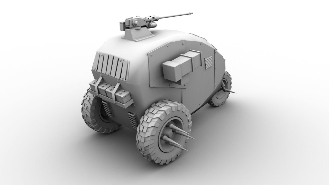 3D model Post apocalyptic electric monster tricycle VR / AR / low-poly ...