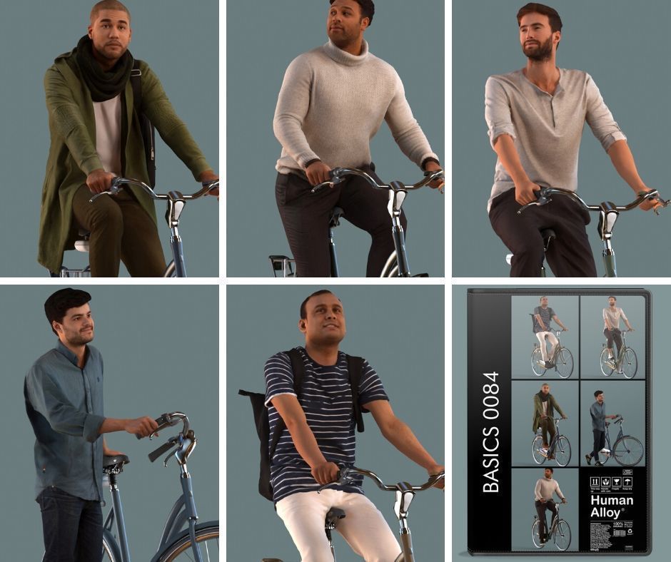 Set of 3D men on a bike 3D model | CGTrader
