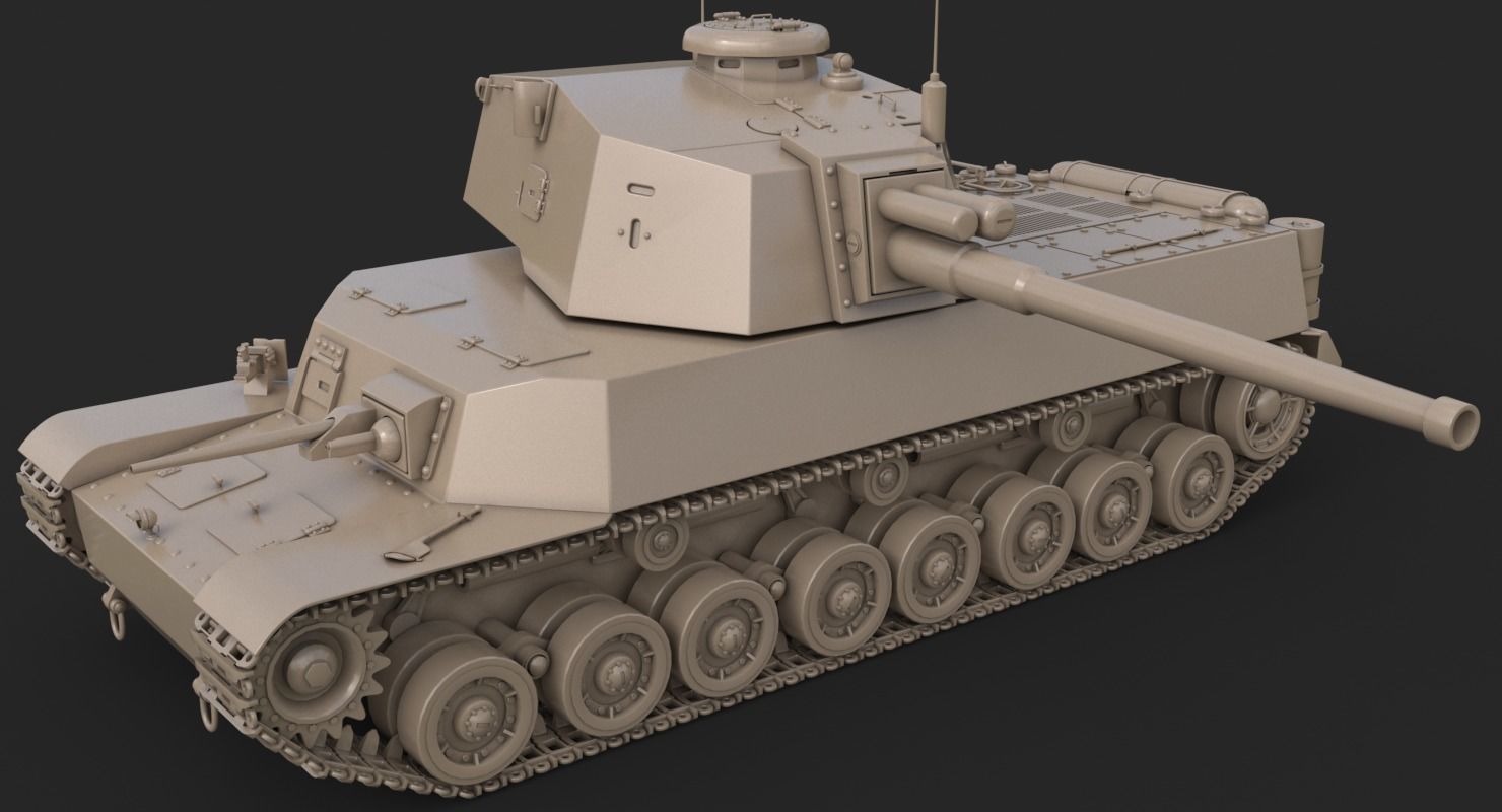 Tank Type 5 Chi-Ri Japan Clay Vray 3D model | CGTrader